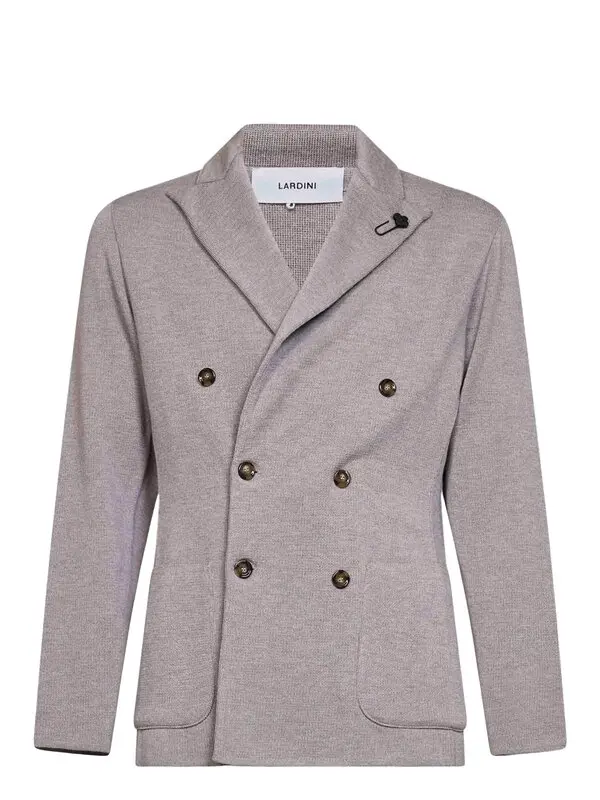 LARDINI Double-breasted Knit Blazer - Gray