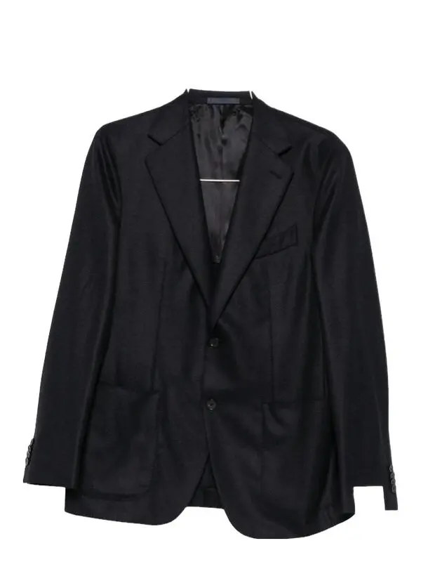 Caruso Tailored Blazer With Notch Lapel And Patch Pockets - Black