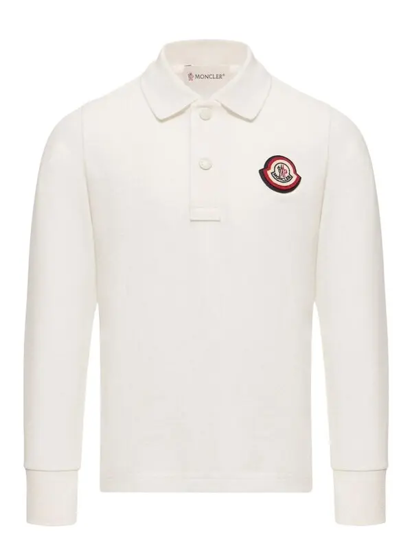 Moncler Long Sleeve Piquet Polo Shirt - White