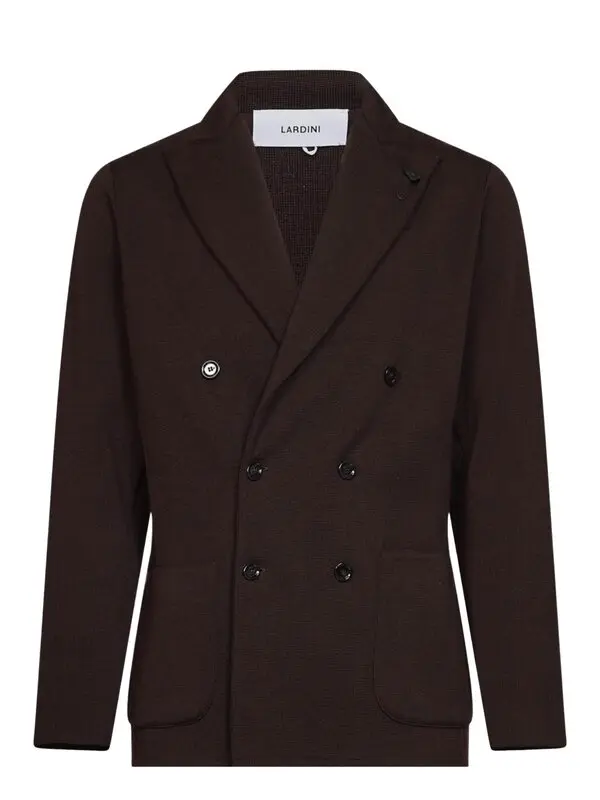 LARDINI Double Breasted Knitted Blazer - Black