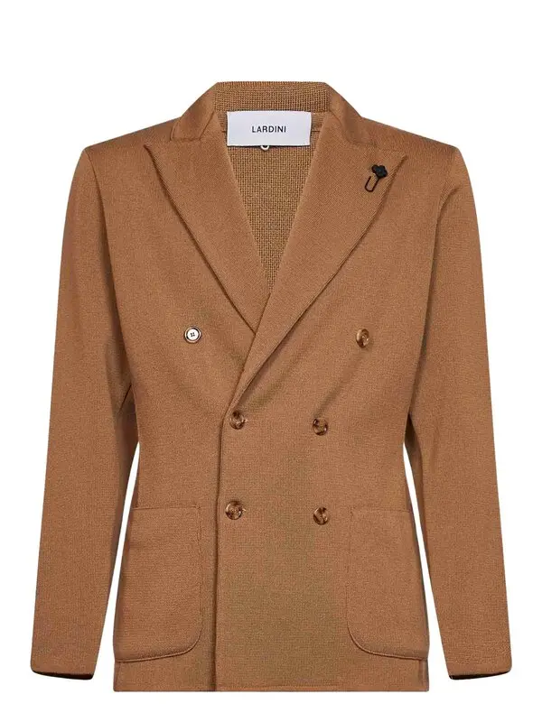 LARDINI Double-breasted Patch-pocket Blazer - Brown