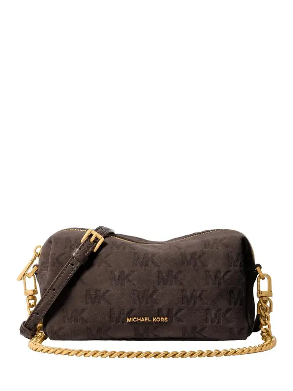Michael Kors Bryant Logo Embossed Suede Convertible Crossbody Bag - Brown