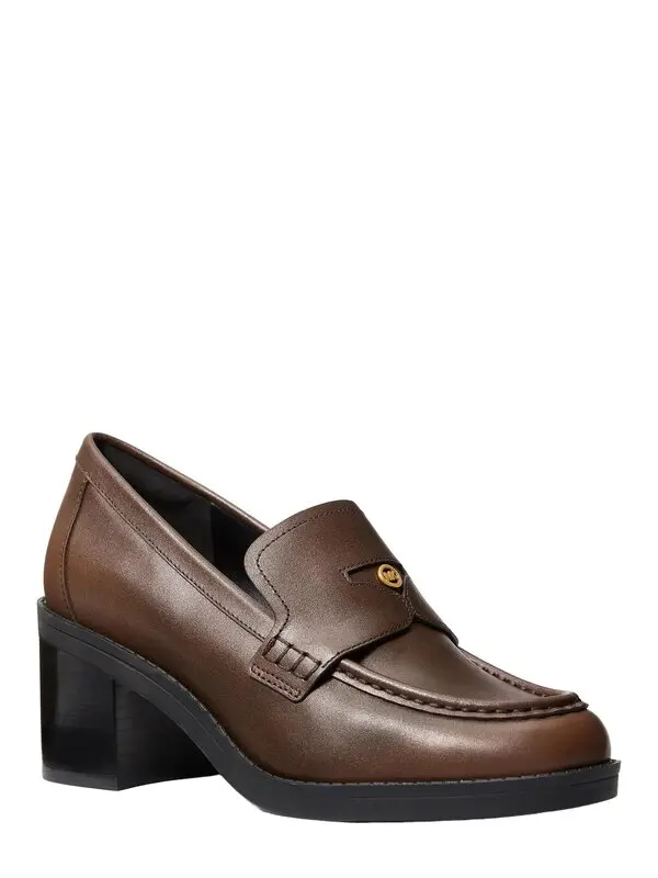 Michael Kors Jennings Burnished Leather Loafer Pump - Brown