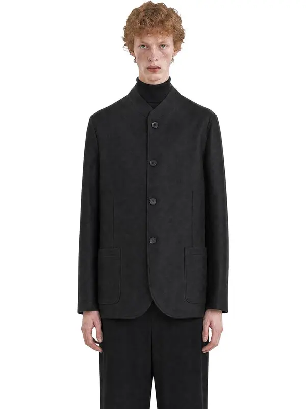 Harris Wharf London Nehru Jacket In Light Pressed Wool - Black