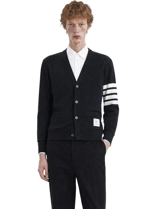 Thom Browne Loopback 4-bar Boat Cardigan - Blue
