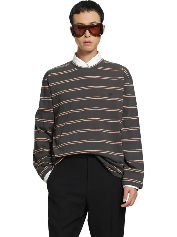 JIL SANDER Cotton Crewneck Long Sleeve T-shirt - Grey
