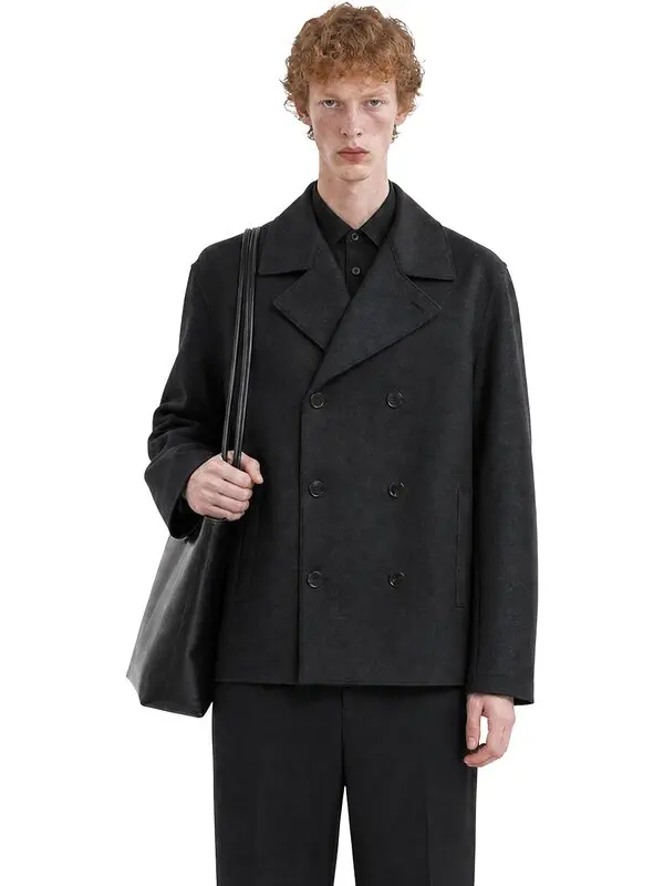 Harris Wharf London Double Breasted Jacket In Superfine Merino Wool - Black