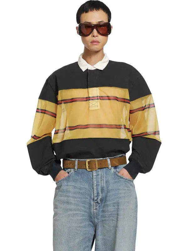Kapital Dense Jersey X Sheer Jersey Rugby Polo - Black
