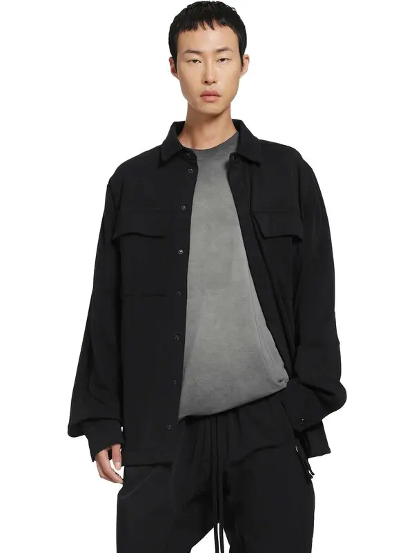THOM KROM Stretch Cotton Overshirt - Black