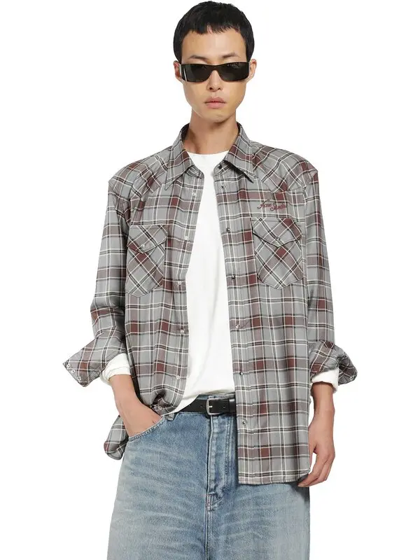 Acne Studios Flannel Check Button-up Shirt - Grey