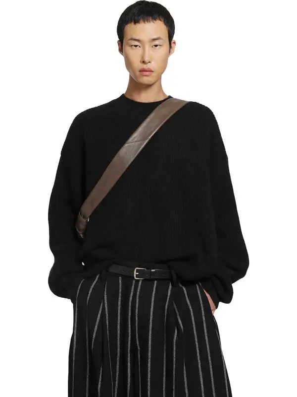 UMA WANG Raccoon Ribbed Knit Oversized Sweater - Black