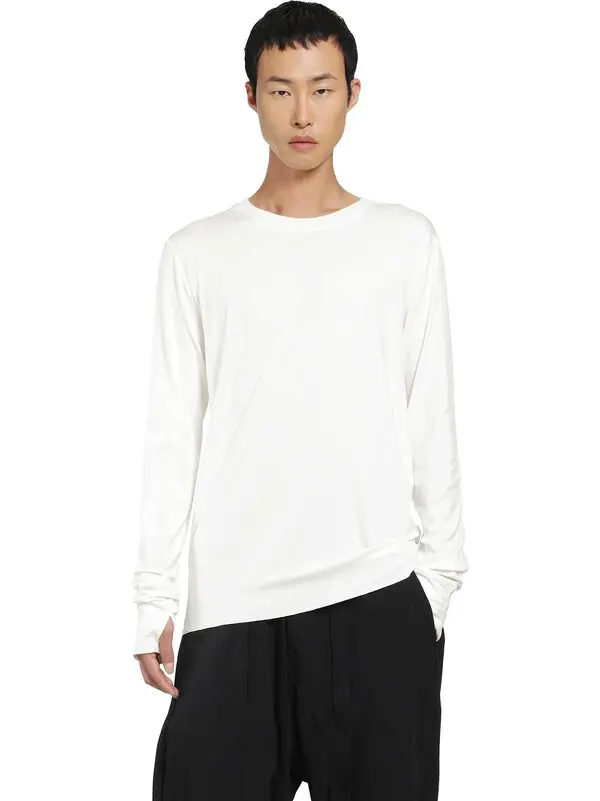 THOM KROM Stretch Viscose Long Sleeve T-shirt - White