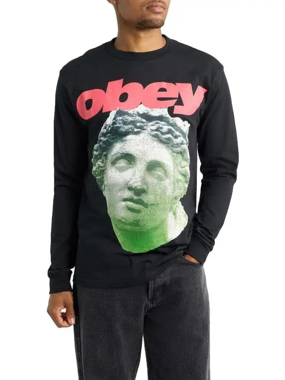 Obey Etruscan Graphic Cotton Long Sleeve T-shirt - Black