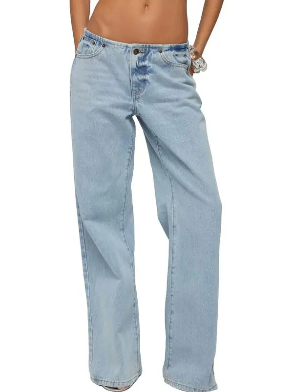 EDIKTED Low Rise Baggy Jeans - Light-blue-washed