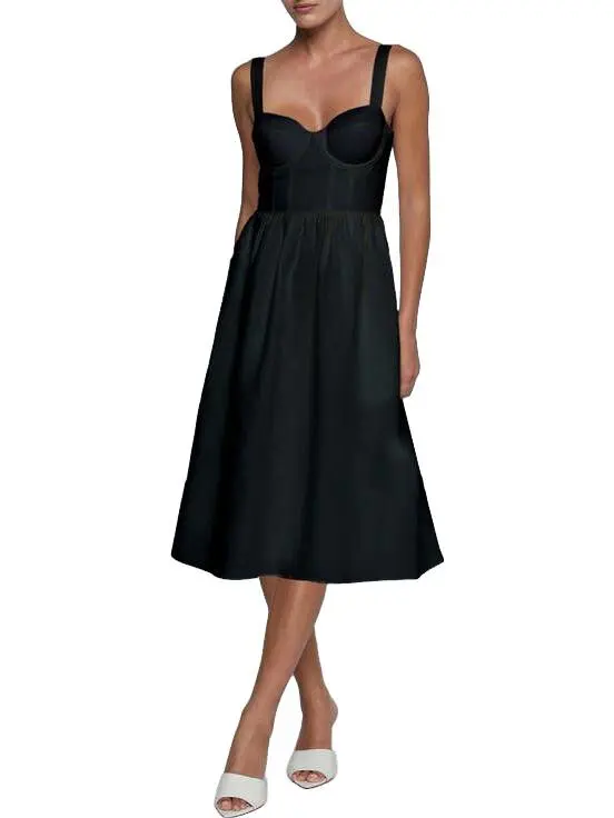 L'Agence Tiani Bustier Midi Dress - Black