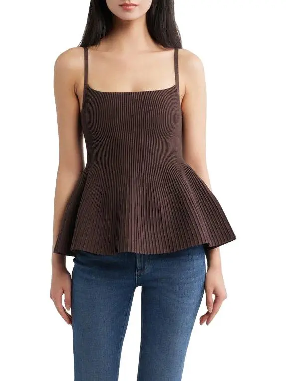 DL1961 Instasculpt™ Rib Peplum Tank - Truffle
