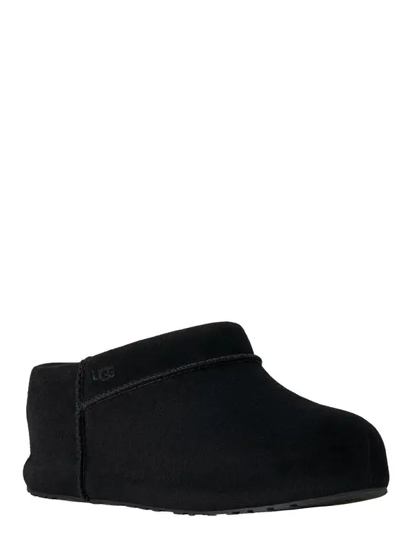 UGG Genuine Shearling Lined Leather Clog - Black