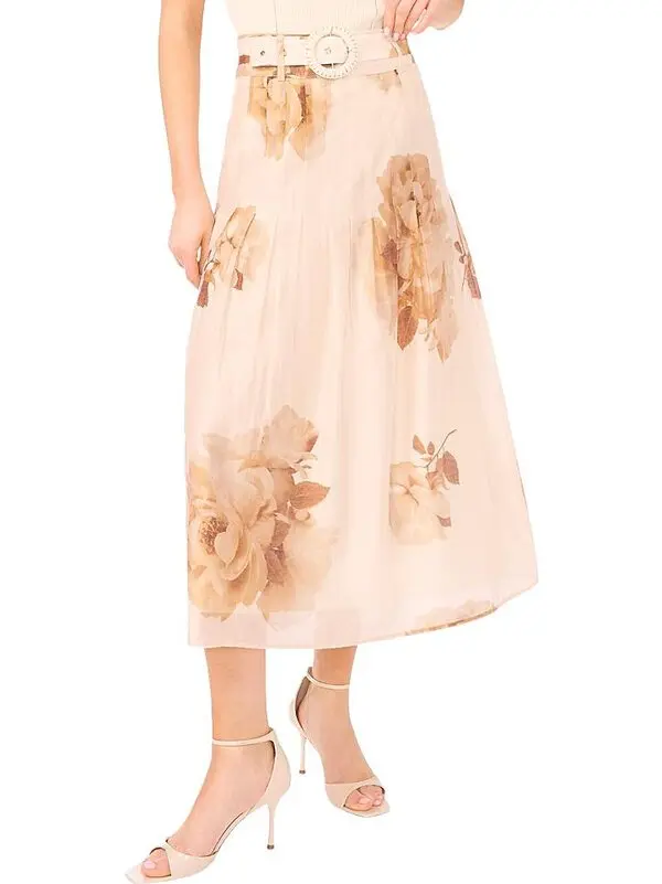 Ted Baker London Penelope Printed Midi Skirt - Biscotti Beige