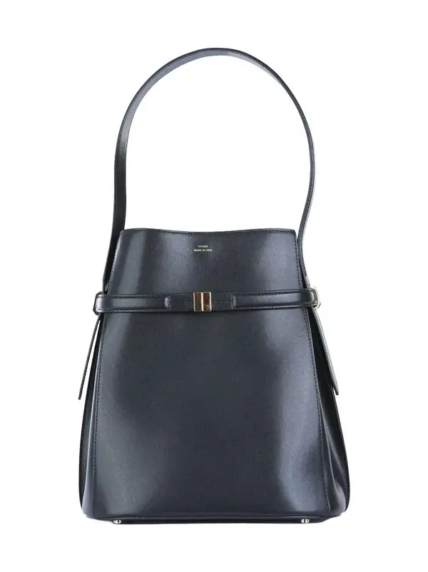 TOTEME Leather Shoulder Bag With Buckle Detail - Black