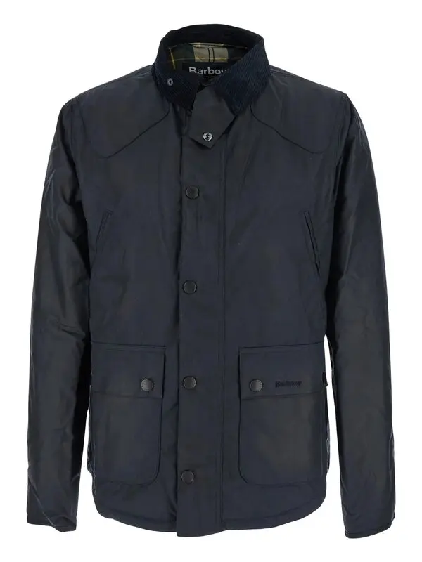 Barbour Waxed Jacket With Corduroy Collar - Navy