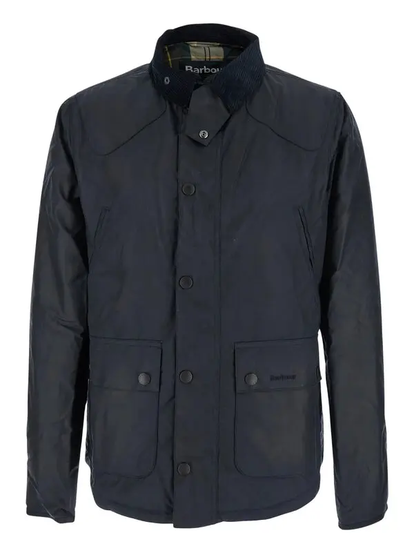 Barbour Waxed Jacket With Corduroy Collar - Midnight Blue