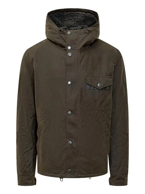 BARBOUR INTERNATIONAL Waxed Cotton Hooded Jacket - Olive