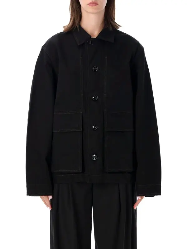 LEMAIRE Boxy Workwear Jacket With Patch Pockets - Nero