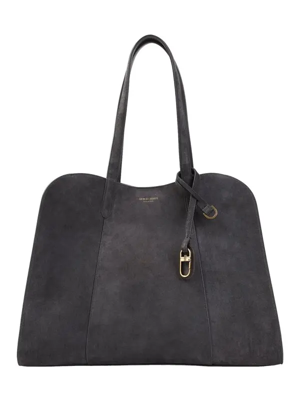 Giorgio Armani Suede Calf Leather Shoulder Handbag - Grey