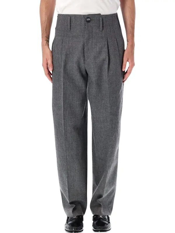 AMI Paris Pleated Virgin Wool Trousers - Grigio