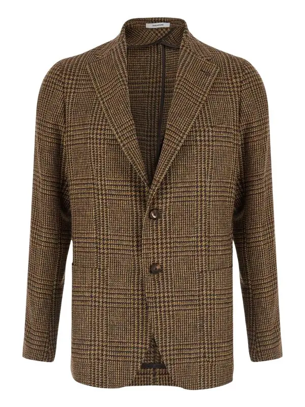 Tagliatore Textured Wool-cashmere Blazer With Front Button Closure And Patch Pockets - Brown