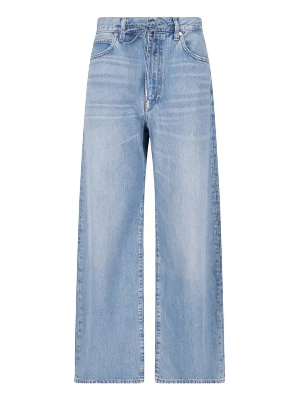 FRAME High-rise Wide-leg Jeans In Washed Denim - Light Blue
