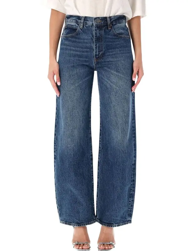 FRAME High-rise Wide-leg Jeans In Washed Denim - Mid Blue
