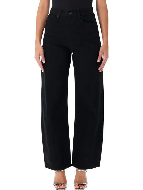 FRAME High-rise Wide-leg Jeans In Washed Denim - Nero