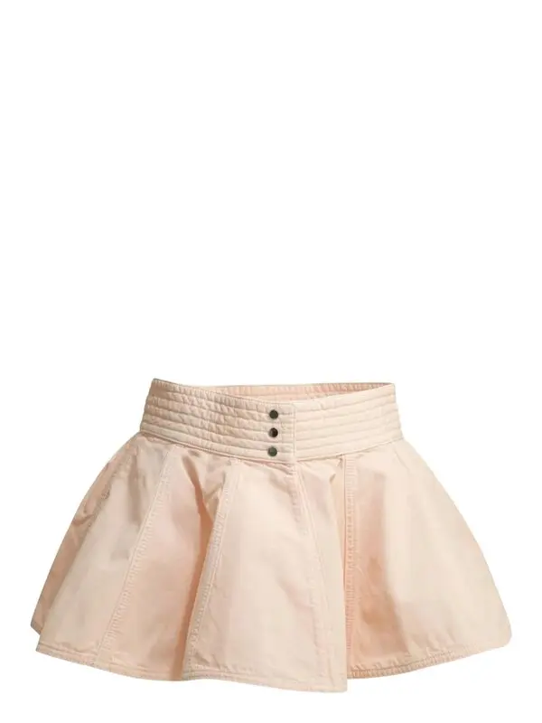 Alaïa Peplum Mini Skirt In Dyed Denim - Pink