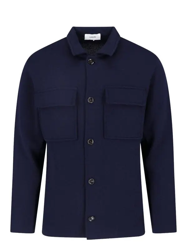 LARDINI Knit Shirt Jacket - Blue