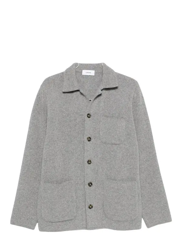LARDINI Button-front Knit Overshirt - Grey