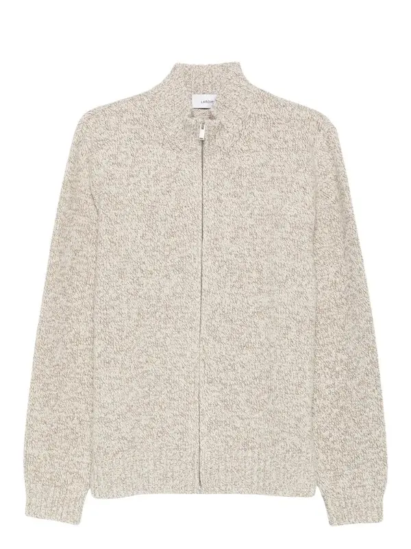 LARDINI Wool-blend Zip-up Sweater - Beige