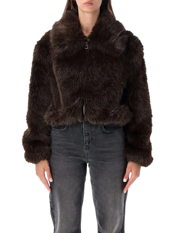 THE FRANKIE SHOP Faux Fur Jacket - Marrone