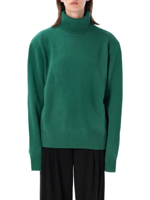 THE FRANKIE SHOP Relaxed Fit Turtleneck Sweater With Padded Shoulders - Verde