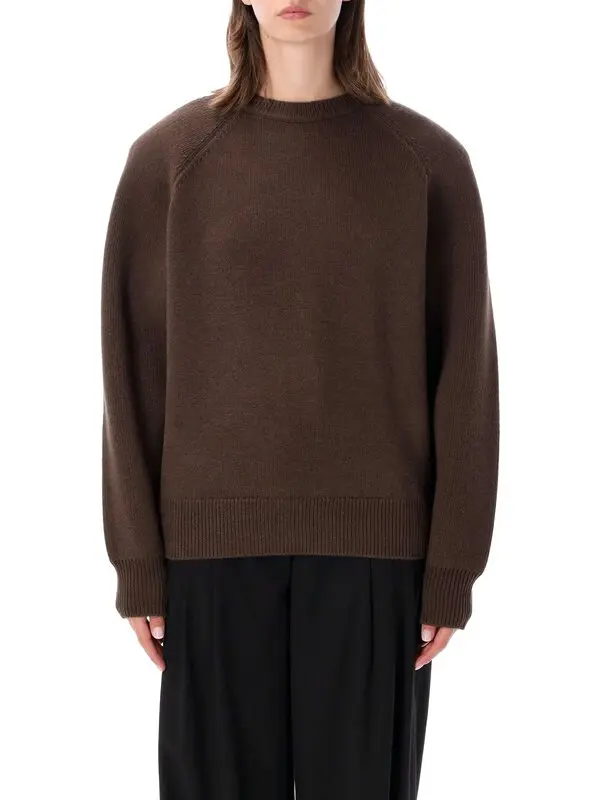 THE FRANKIE SHOP Raglan Sleeve Crewneck Sweater - Marrone