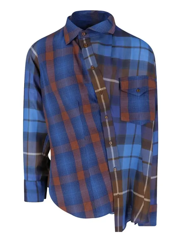 VIVIENNE WESTWOOD Asymmetric Plaid Long Sleeve Button-up Shirt - Multicolor