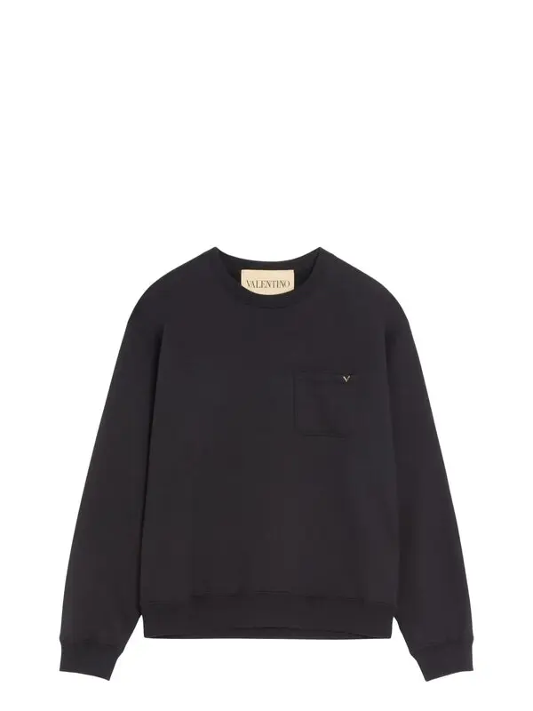 Valentino Garavani Crewneck Sweatshirt With Chest Pocket - Black