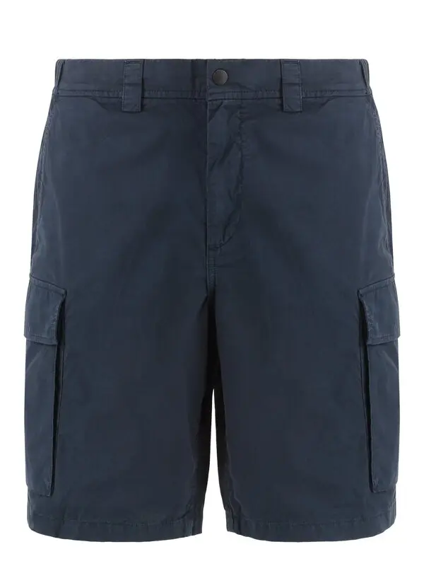 Woolrich Cotton Bermuda Shorts With Two Back Welt Pockets - Blue