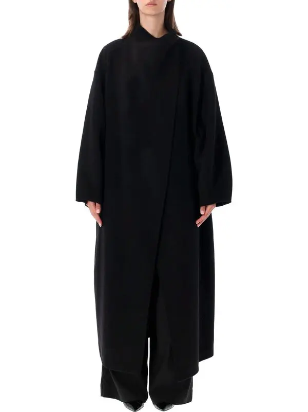THE FRANKIE SHOP Oversized Wool Blend Wrap Coat - Nero
