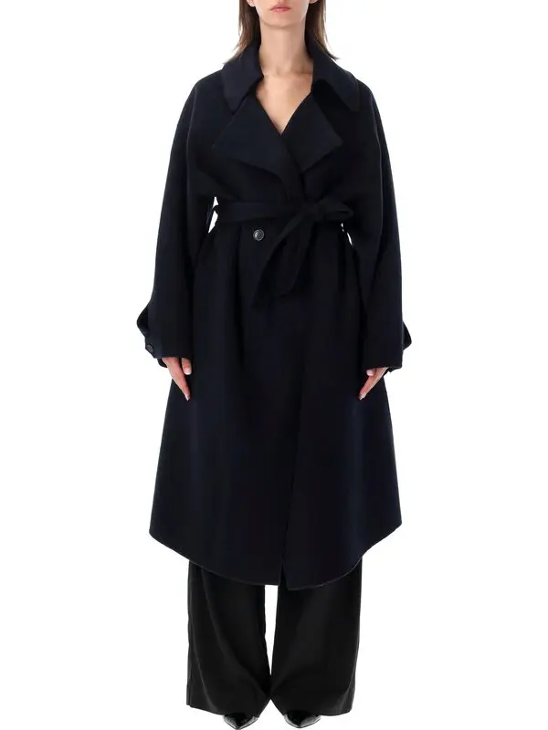 THE FRANKIE SHOP Belted Wool-blend Coat - Blu