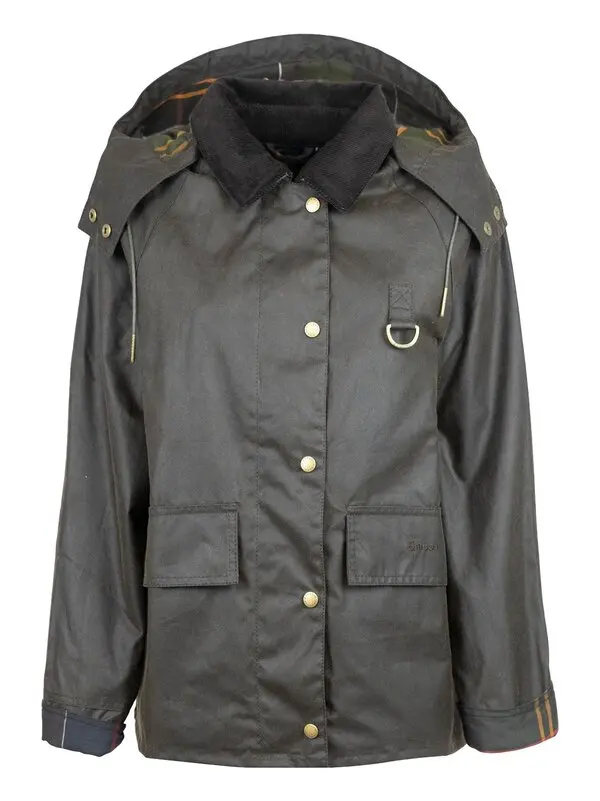 Barbour Waxed Hooded Jacket - Olive/classic