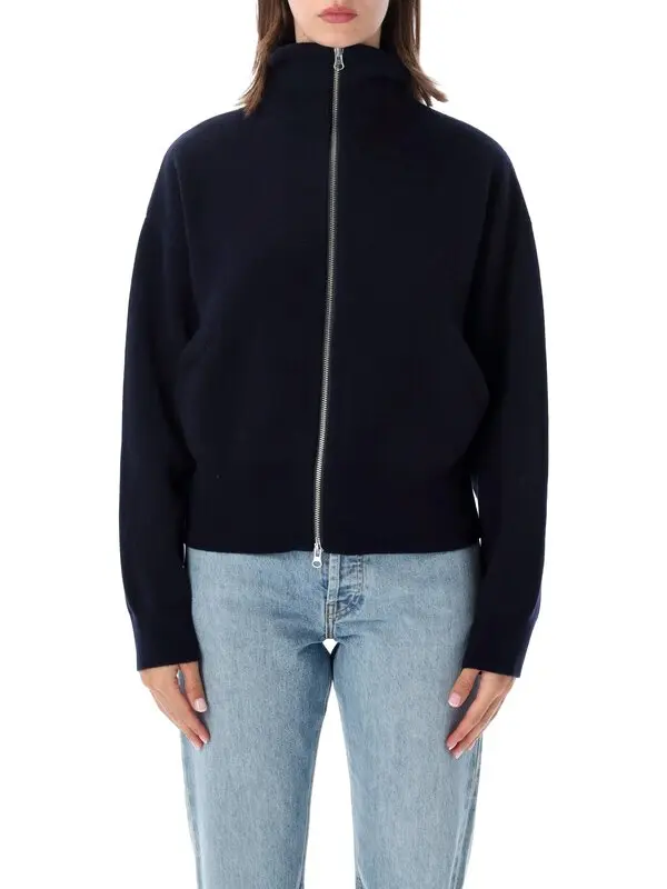 Extreme Cashmere 100% Cashmere Cropped Bomber Cardigan - Blu