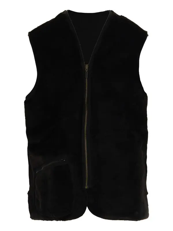 Barbour Faux Fur Zip-front Vest - Black