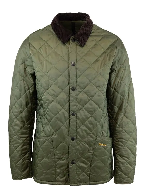 Barbour Quilted Jacket With Corduroy Collar - Olive