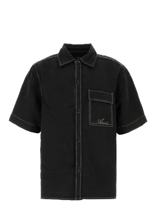 Amiri Linen Blend Shirt - Black